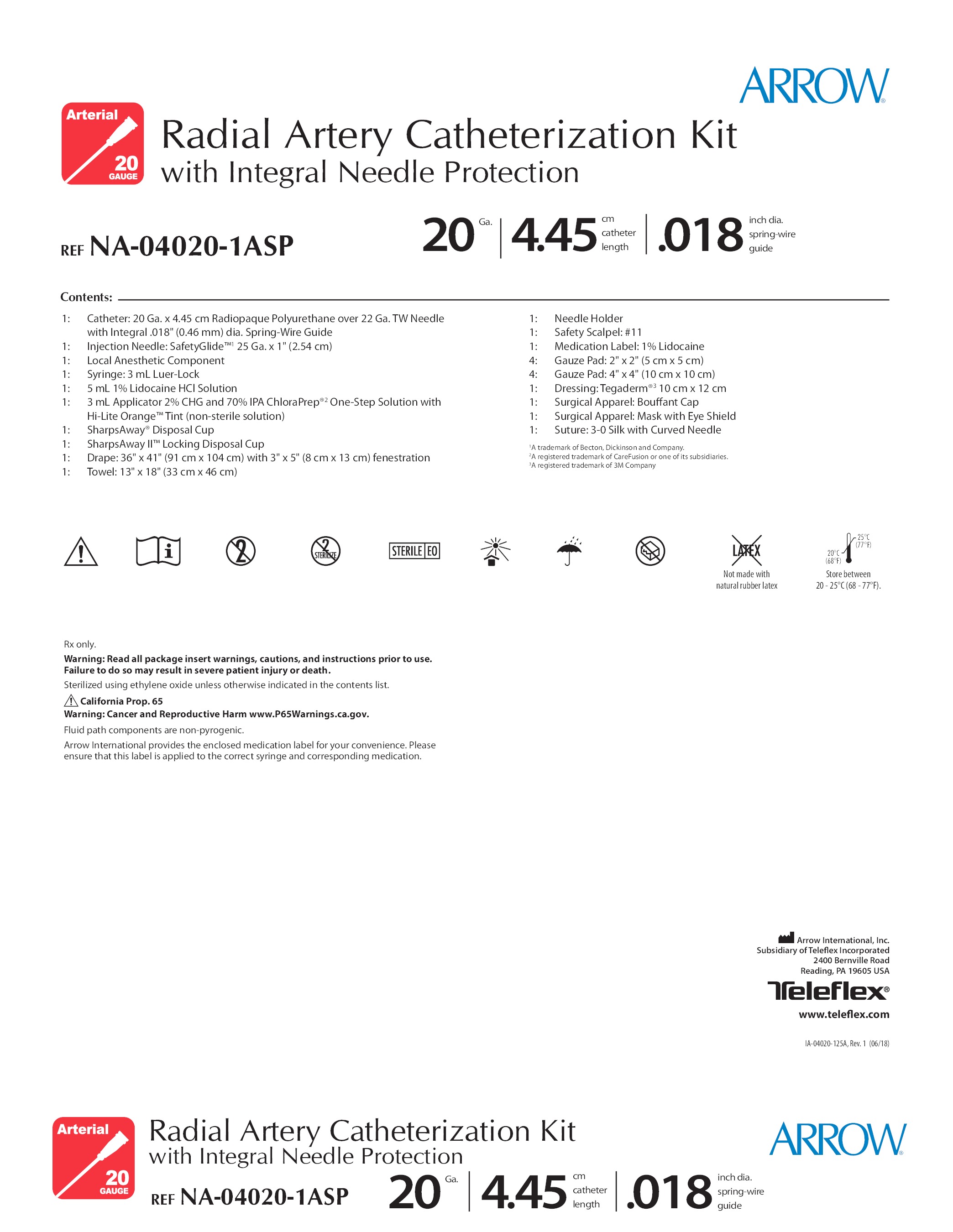 NA-04020-1ASP - Teleflex Incorporated - Vascular Access Product Catalog