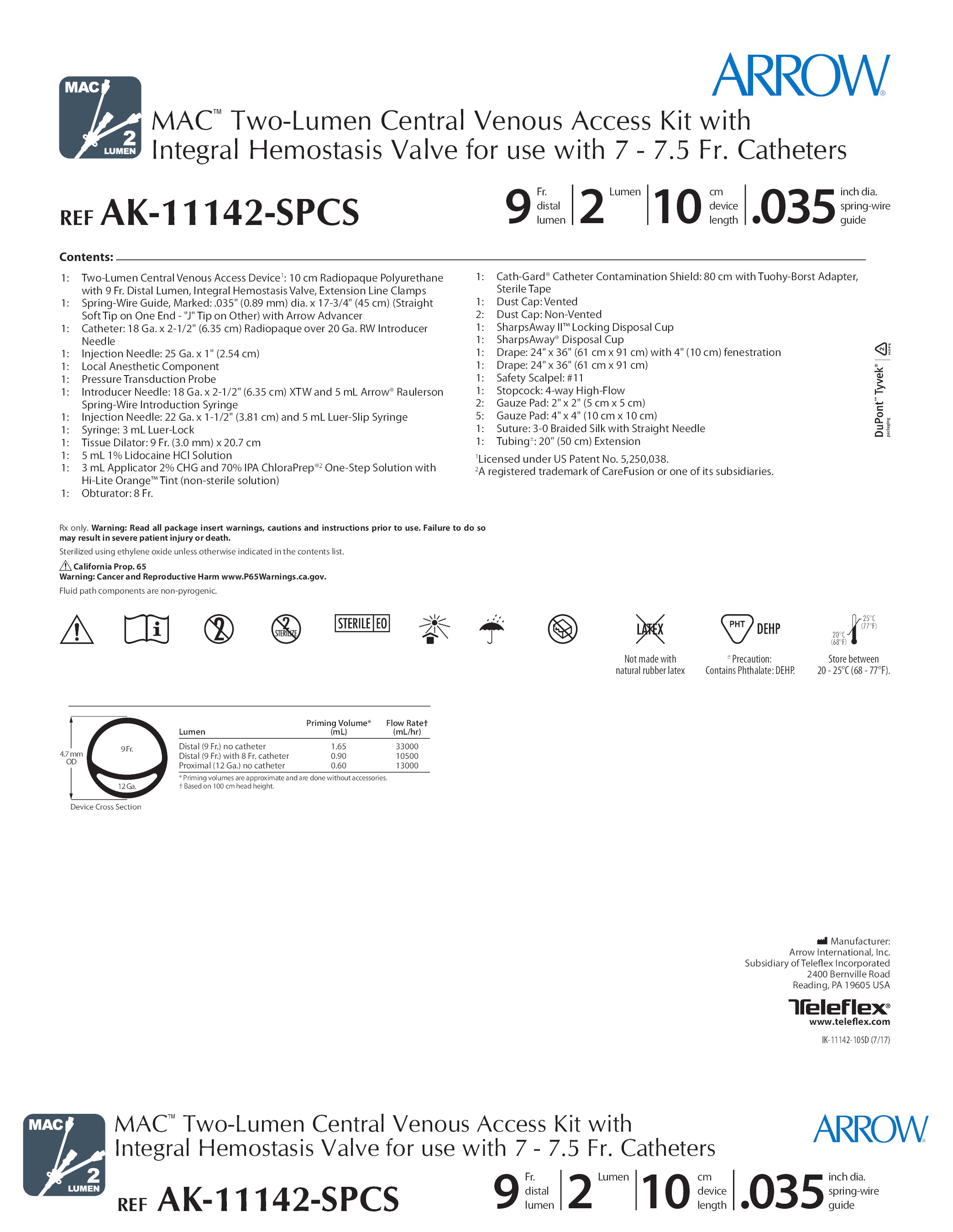 AK-11142-SPCS - Teleflex Incorporated - Vascular Access Product Catalog